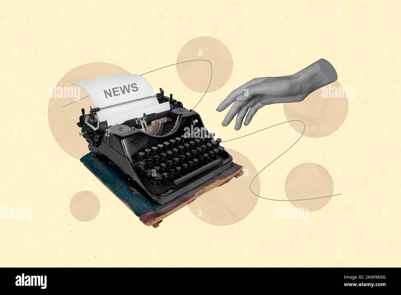 Creative abstract template graphics image of arm typing oldschool ...