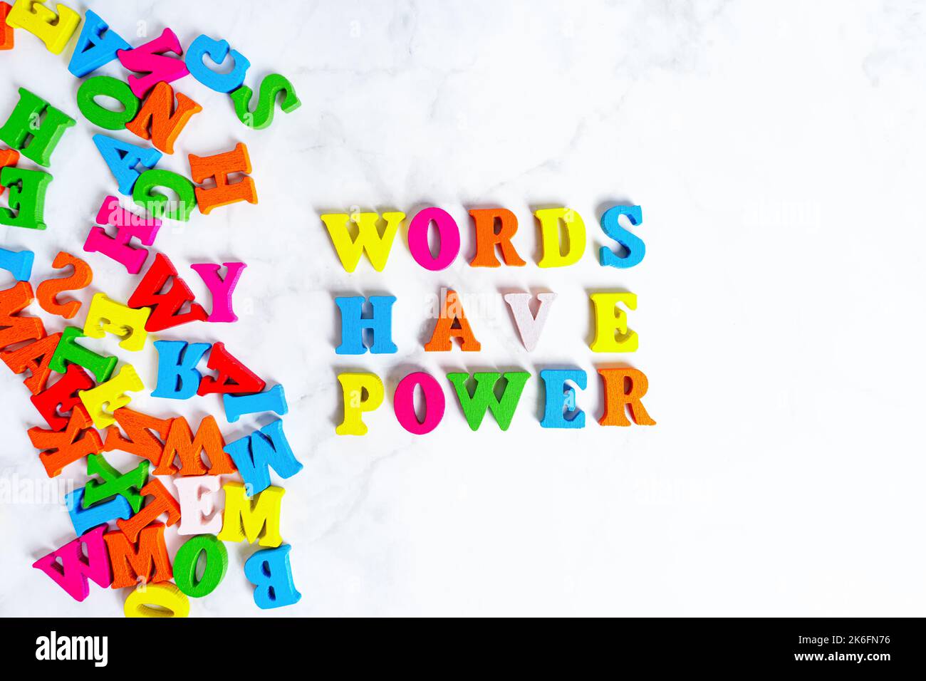 Creative words have power lettering made from colorful wooden ...