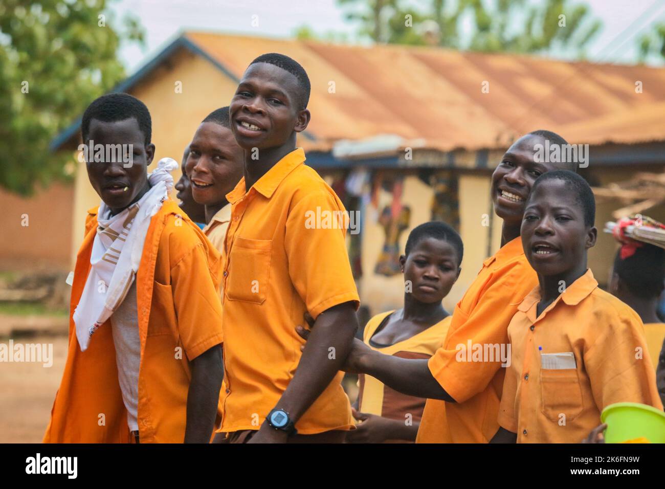 Amedzofe, Ghana - April 07, 2022: African Pupils in Colorful School ...