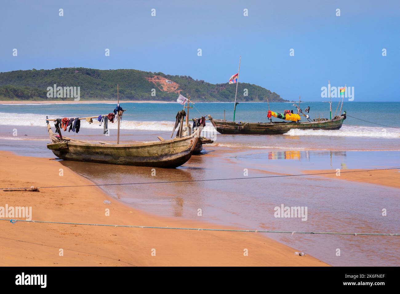 Amazing View to the Sandy Atlantic Coastline of Axim Beach in Ghana ...