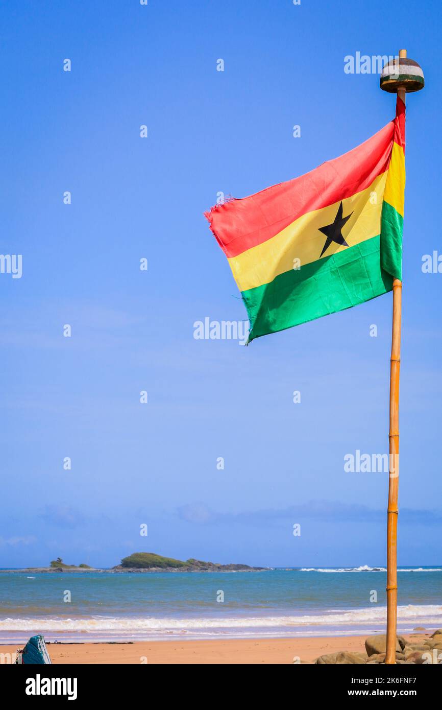 Amazing View to the Sandy Atlantic Coastline of Axim Beach in Ghana ...