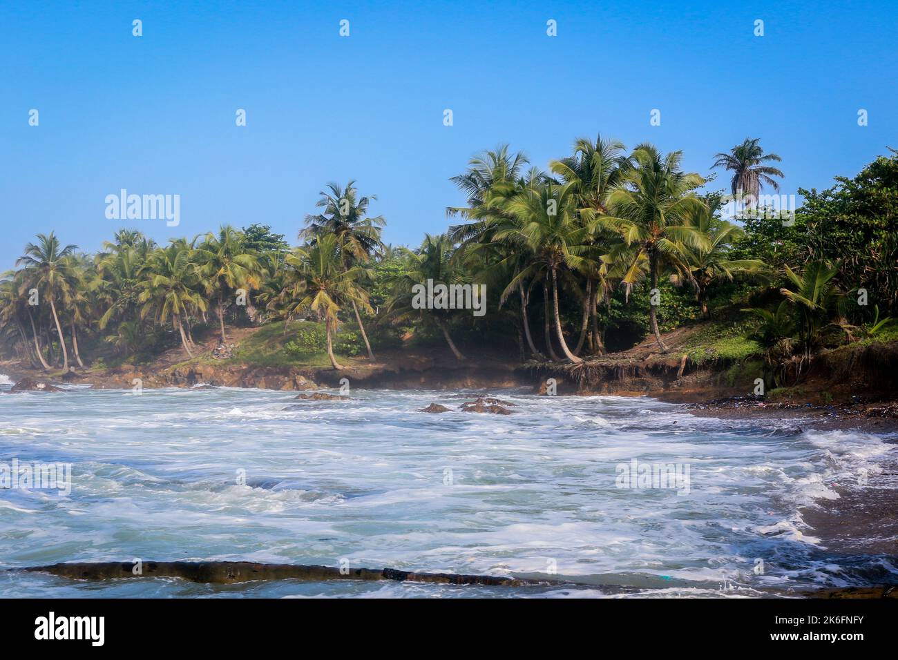 Amazing View to the Sandy Atlantic Coastline of Axim Beach in Ghana ...