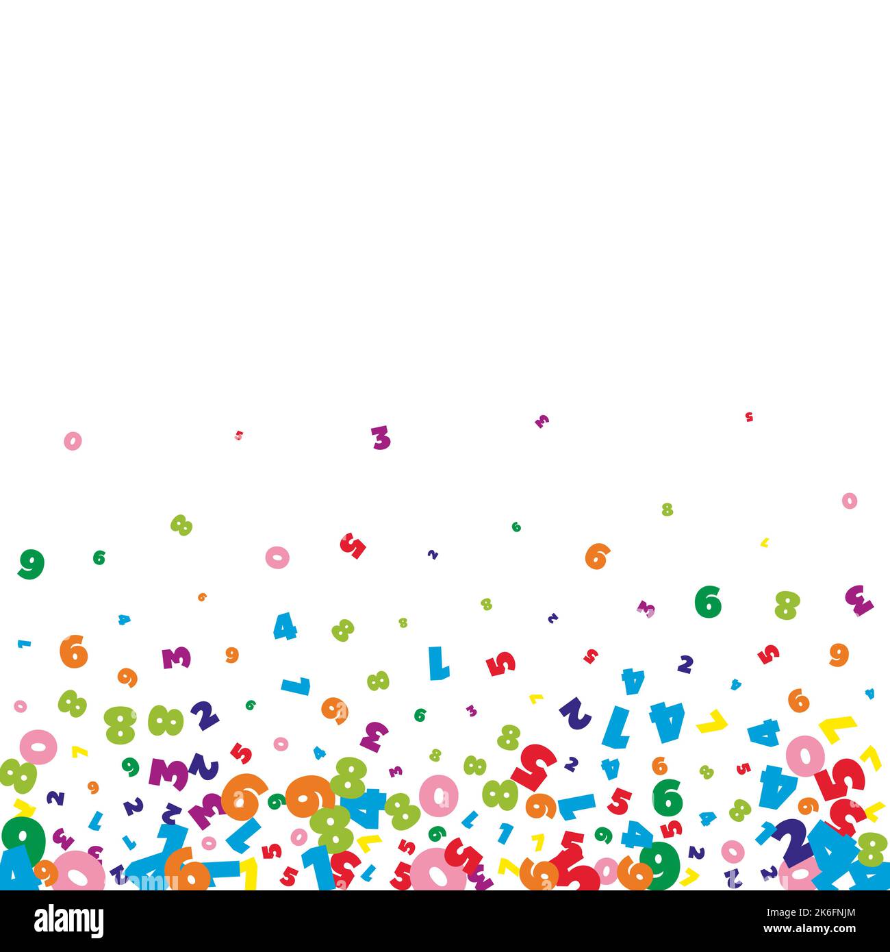 Falling bright numbers. Math study concept with flying digits. Rare ...