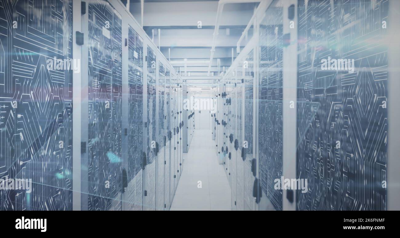 Image of mathematical equations and data processing against computer ...