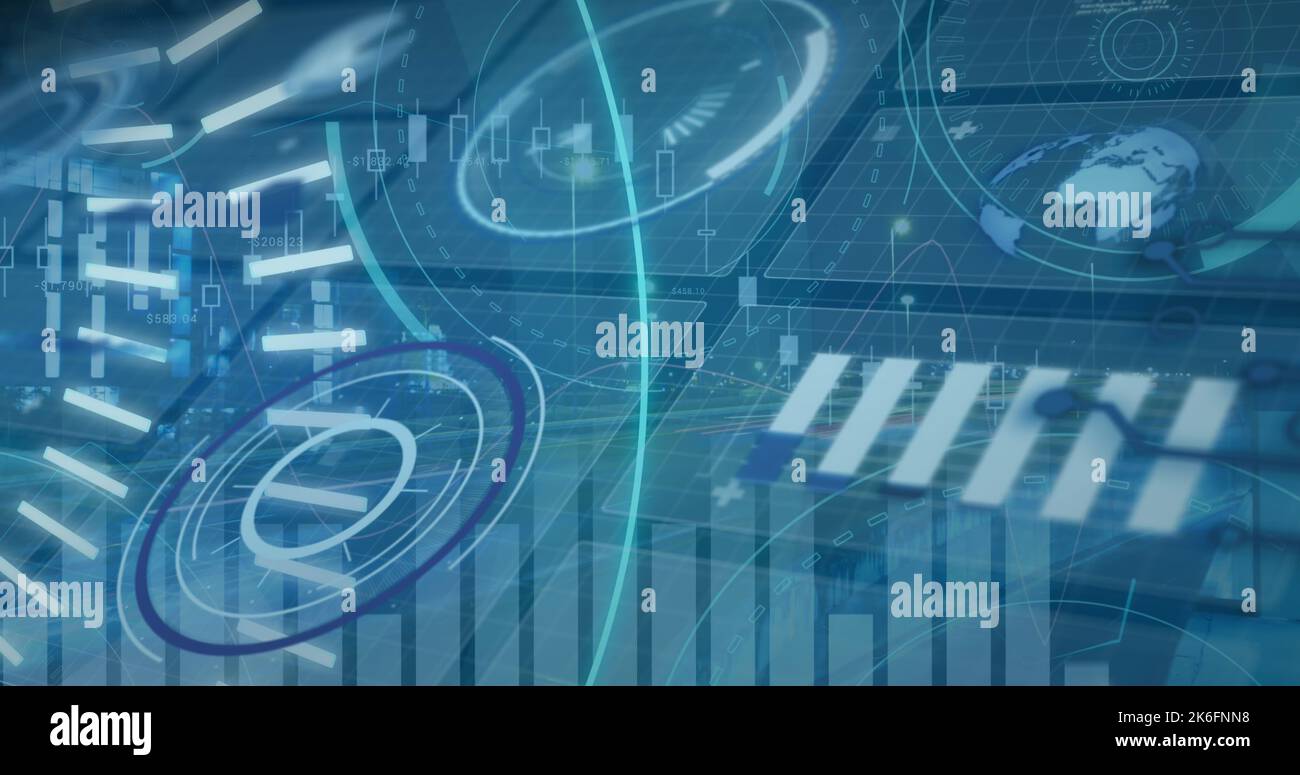Image of 5g text over digital interface with data processing against ...