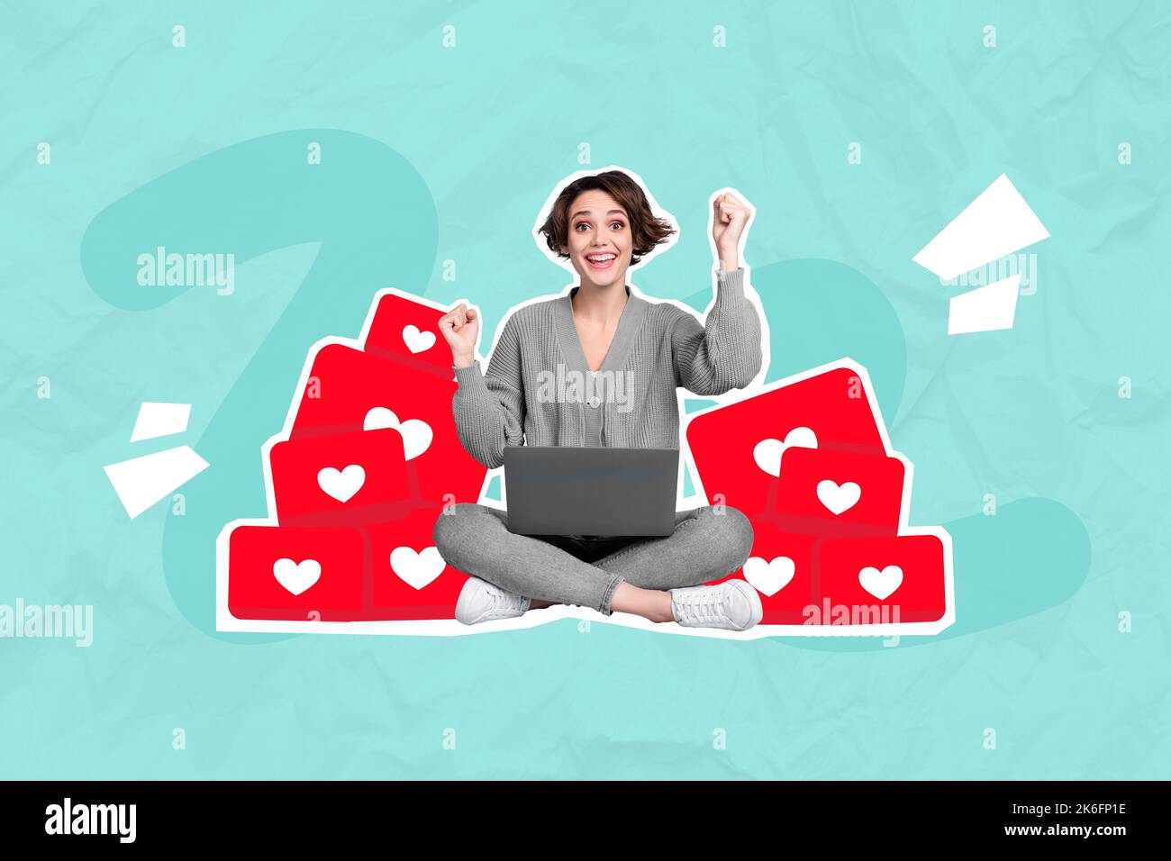 Creative 3d photo artwork graphics painting of happy smiling lucky lady ...