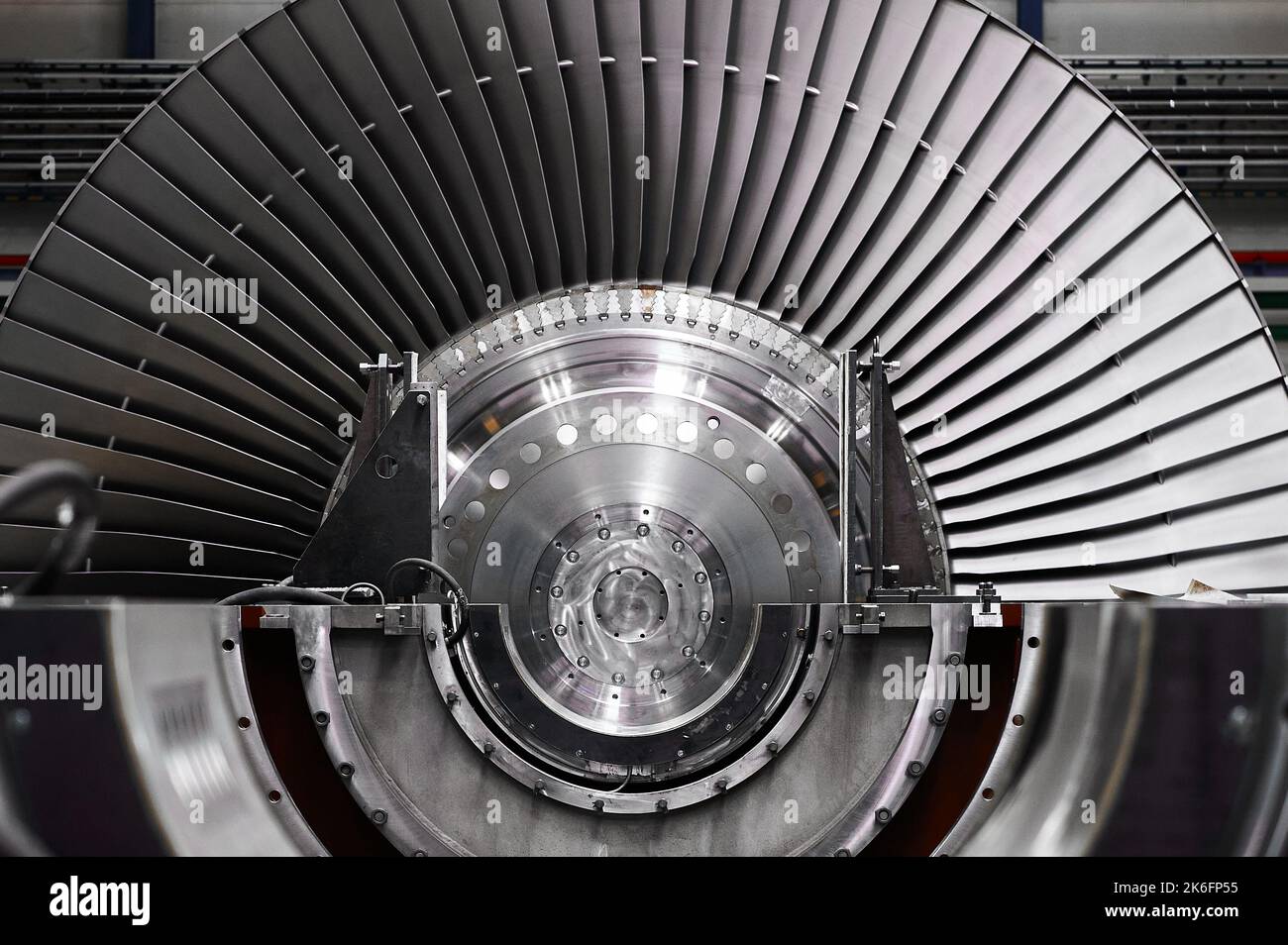 Rotor with blades of powerful steam turbine in workshop Stock Photo - Alamy