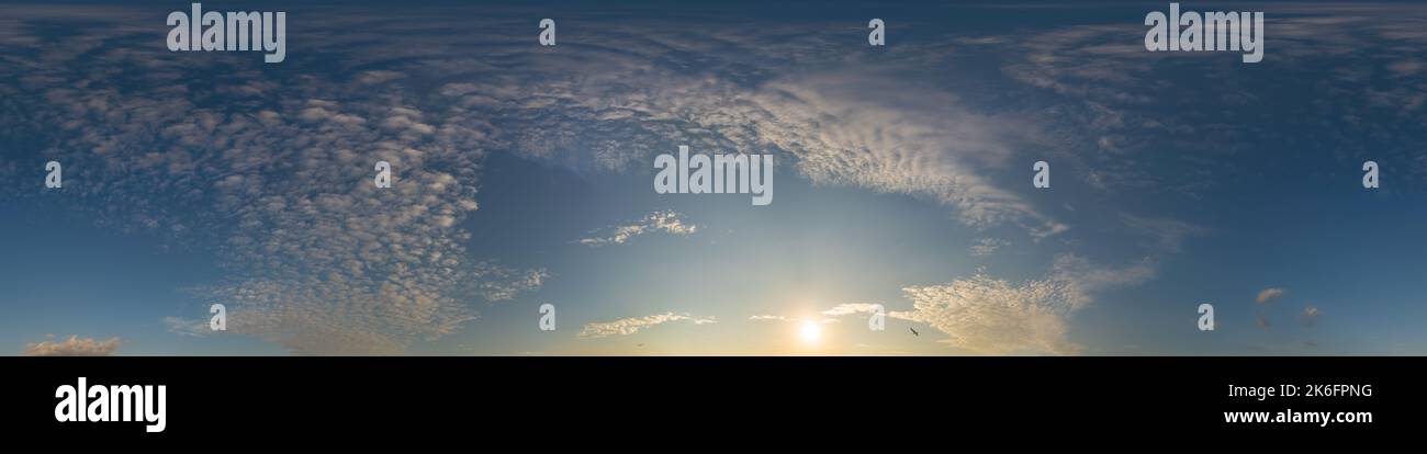 Blue summer sky panorama with light Cirrus clouds. Hdr seamless ...