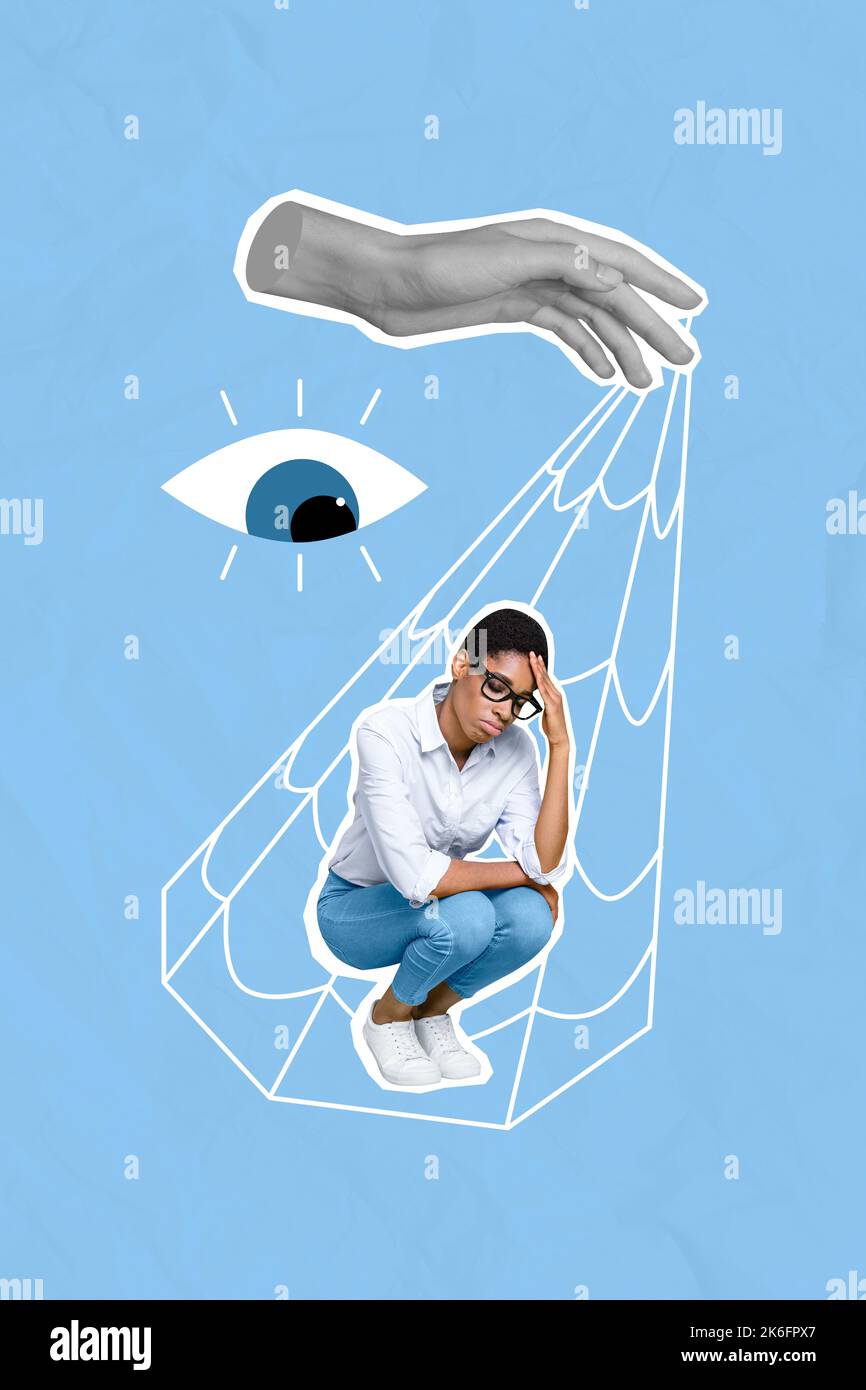 Creative abstract template graphics image of arm catching net stressed ...