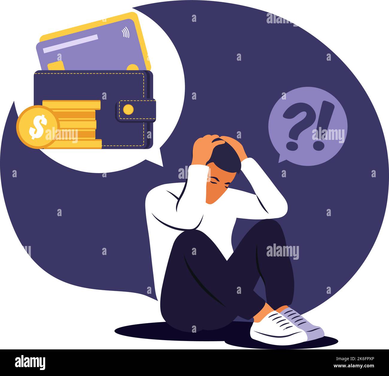 Depressed sad man thinking over problems. Bankruptcy, loss, crisis ...