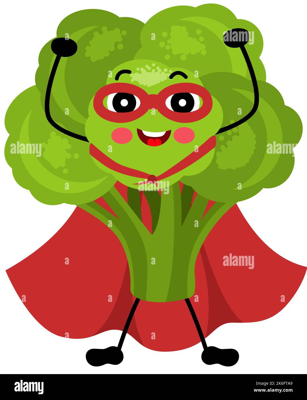 Funny broccoli mascot in traditional costume of superhero Stock Photo ...