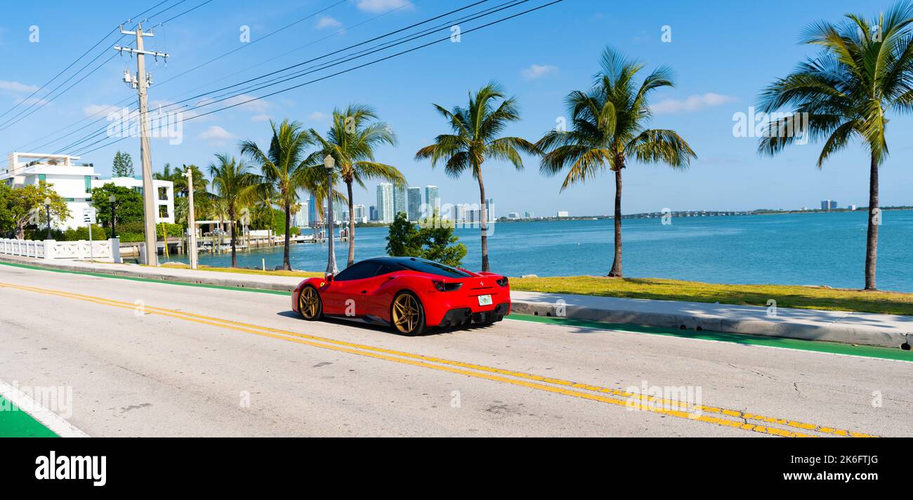 Miami Beach, Florida USA - April 15, 2021: red Ferrari SF90 Stradale ...