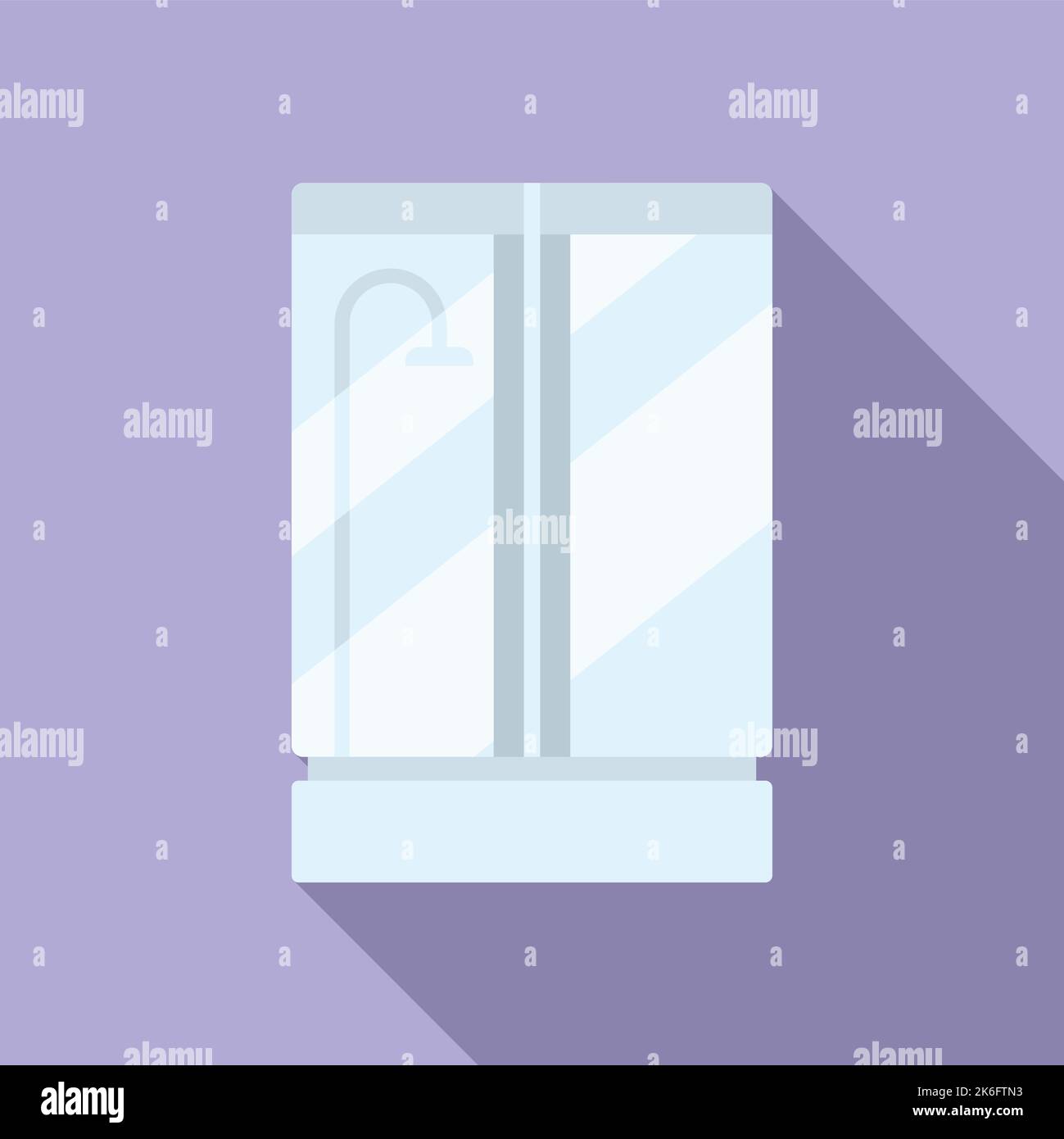 Wall washroom cabin icon flat vector. Shower stall. Glass door Stock ...