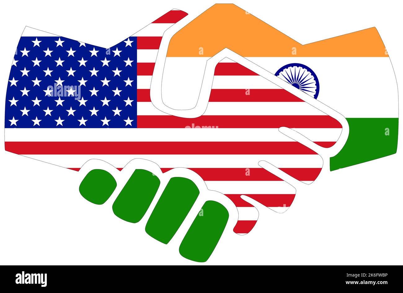 USA - India : Handshake, symbol of agreement or friendship Stock Photo ...