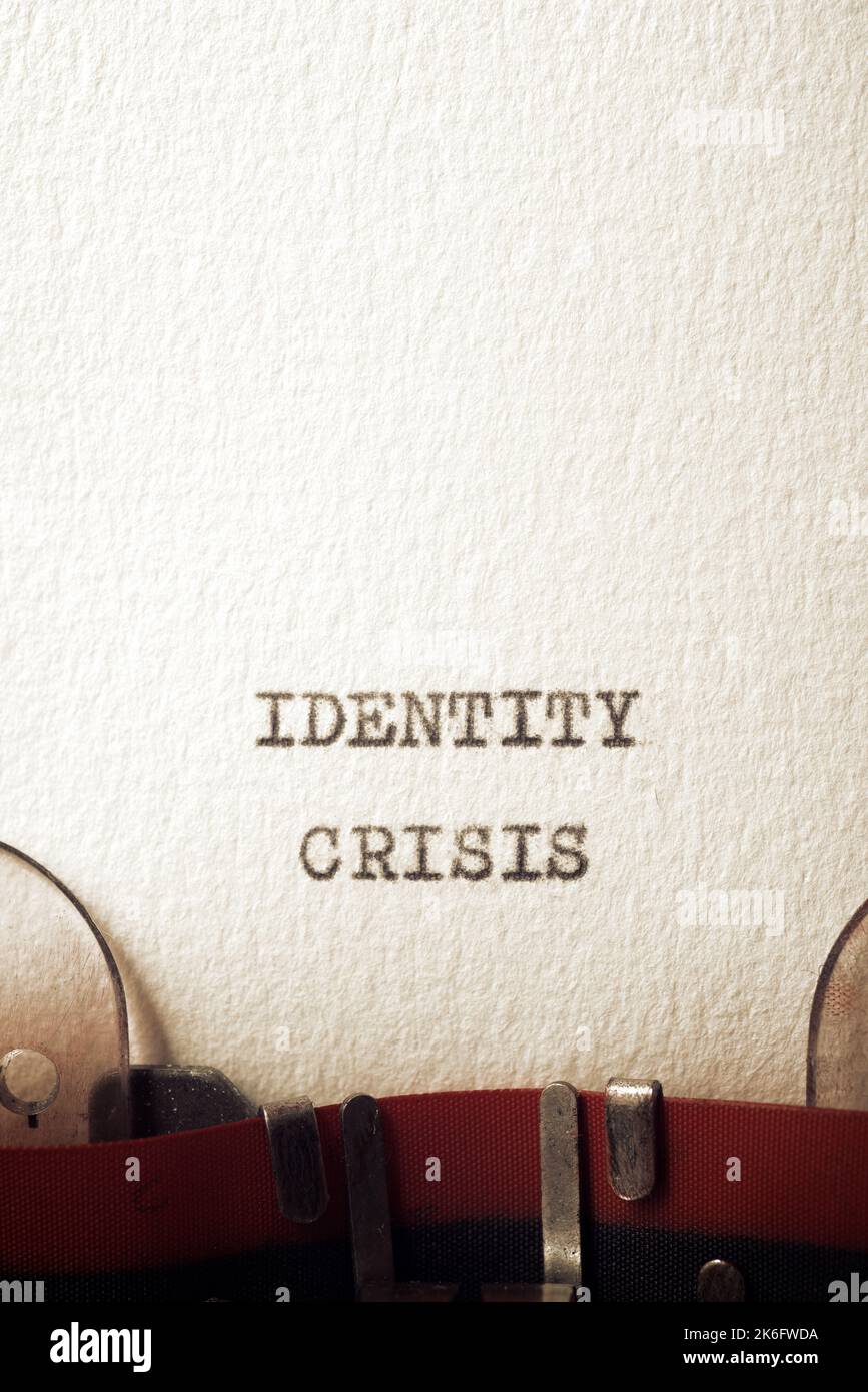 Identity crisis text written with a typewriter Stock Photo - Alamy
