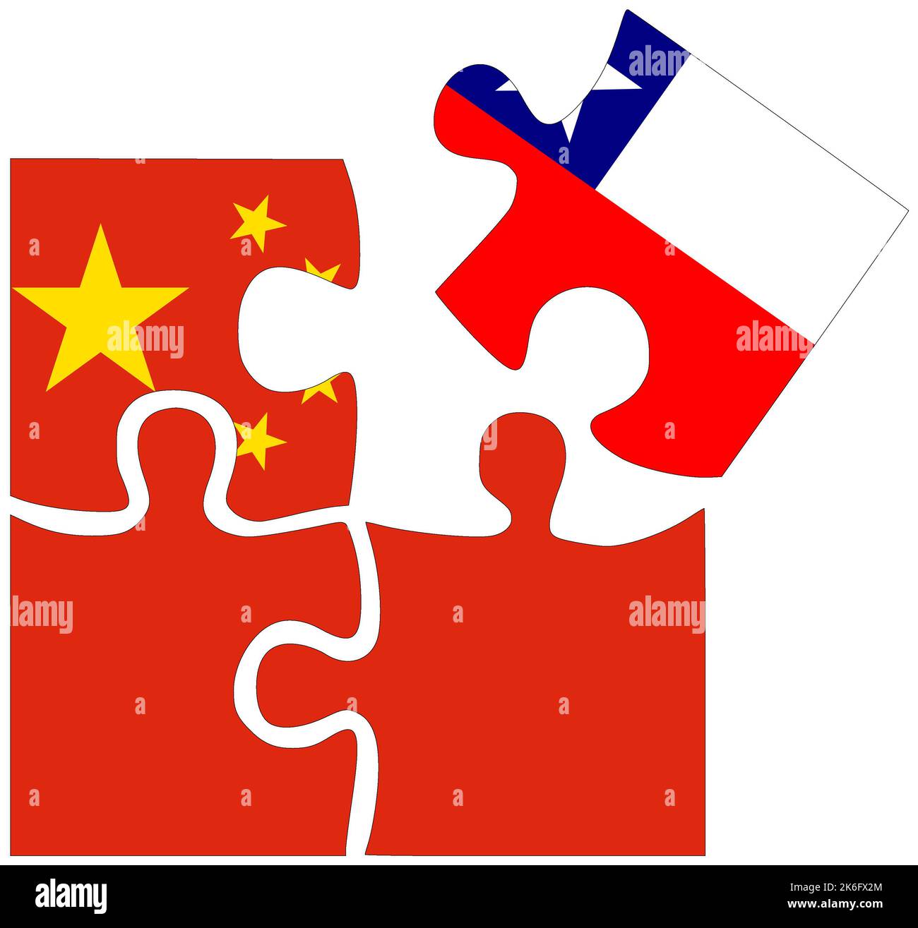 China - Chile : puzzle shapes with flags, symbol of agreement or ...