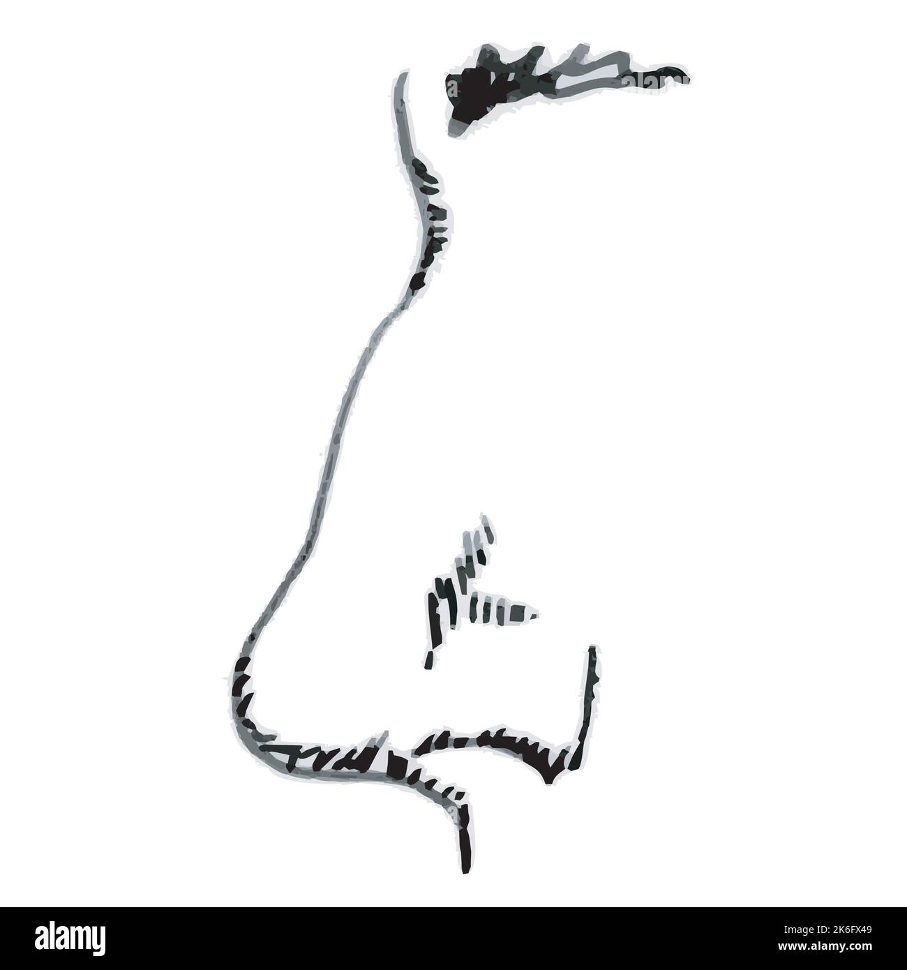 Drawing of a human nose, side profile, vector illustration Stock Vector ...