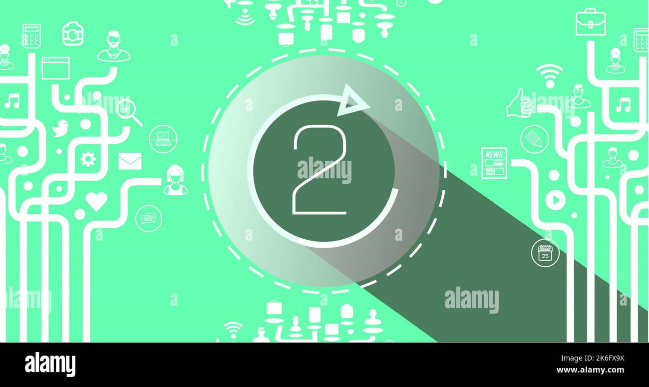 Illustration of 2 number in circle with loading arrow and application ...