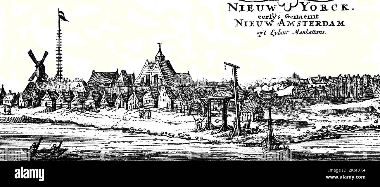 Neuamsterdam, Neu-Amsterdam, das spätere New York, um die Mitte des 17 ...