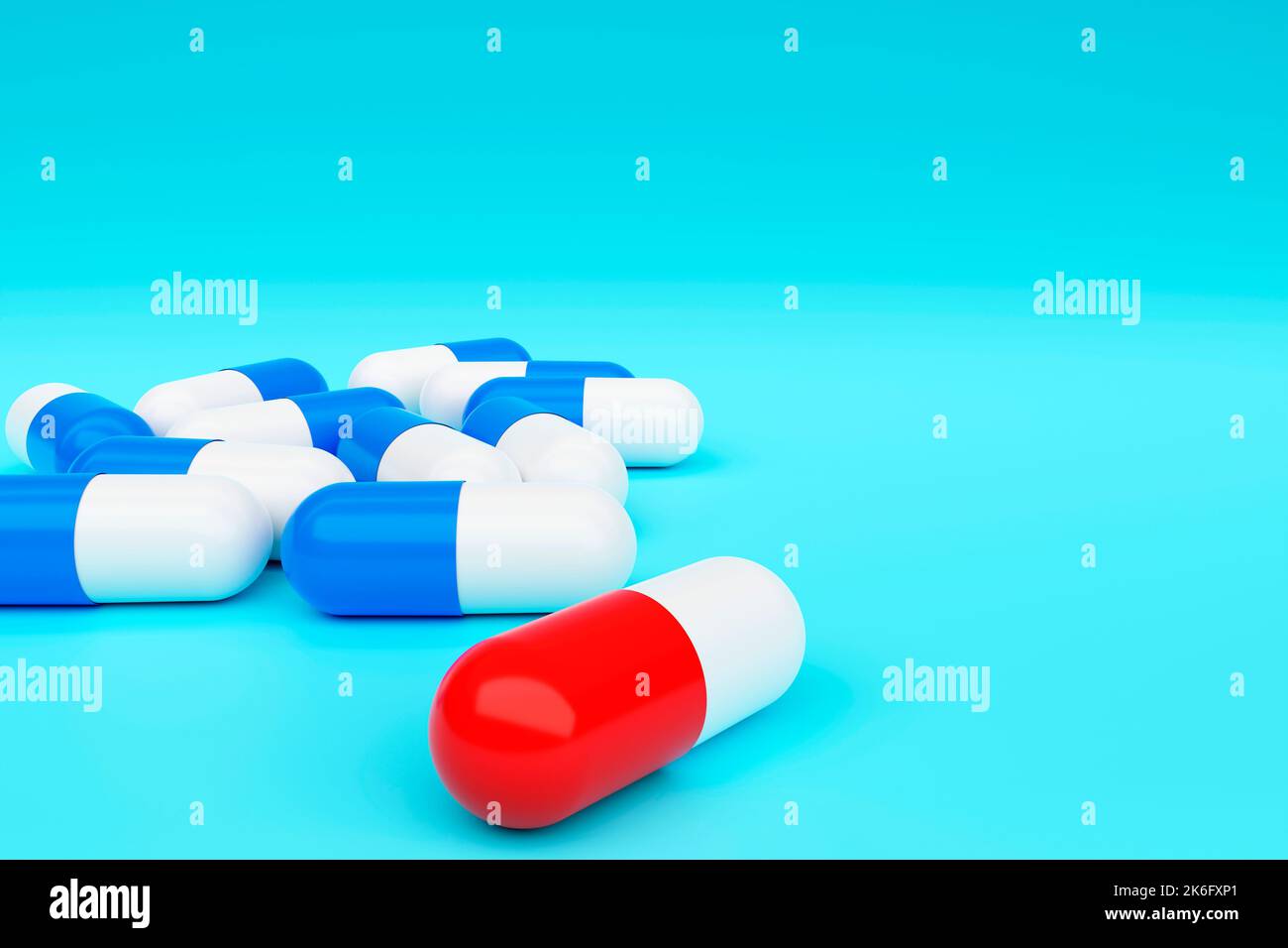 Medicine tab capsule pill and drug different unique color concept 3D ...
