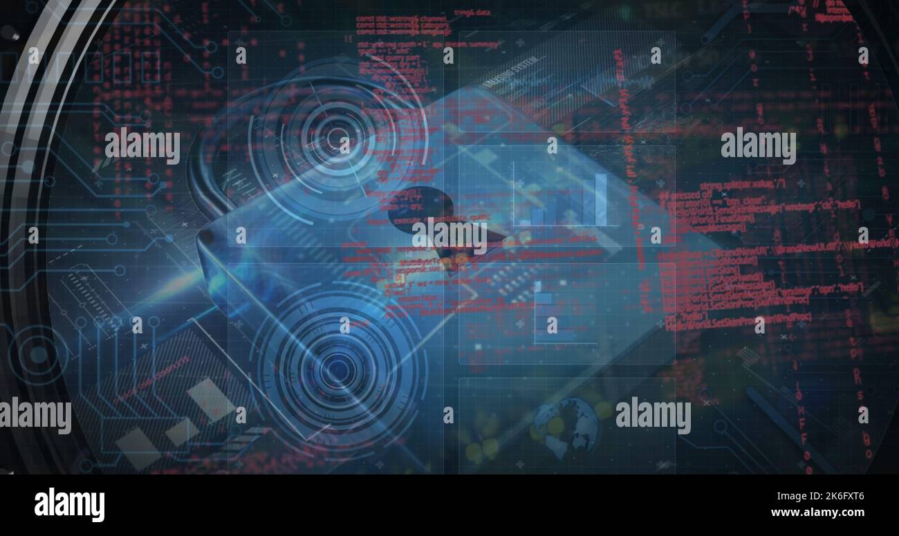 Illustration of radars, programming language and lens flare over ...