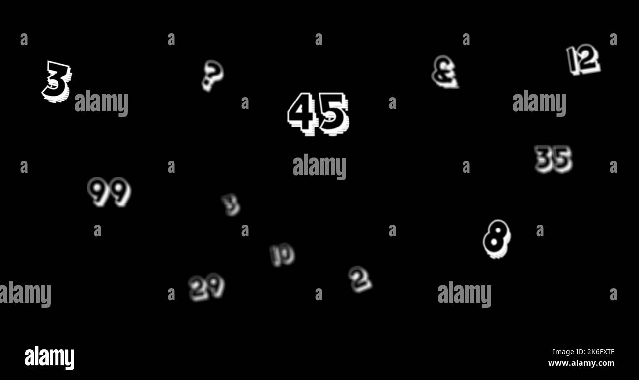 Illustration of multiple numbers and symbols over black background ...