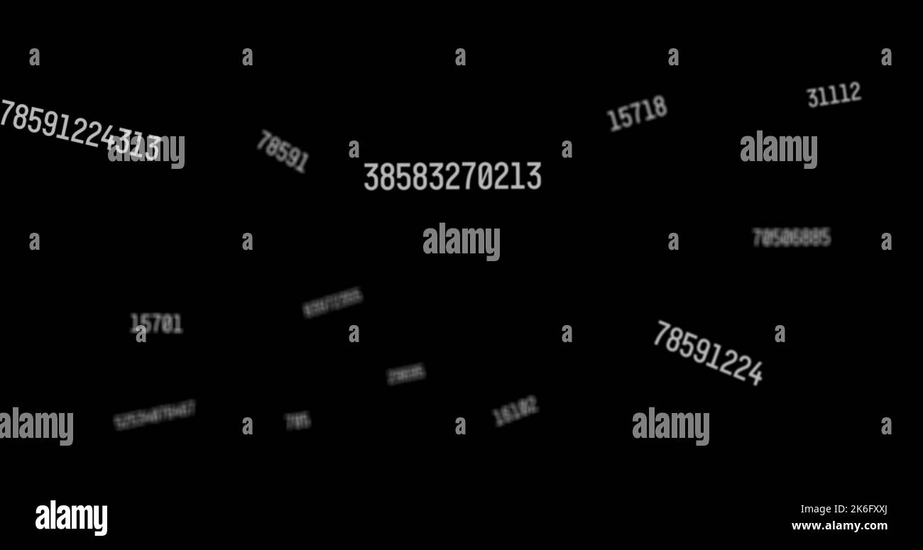 Illustration of white multiple numbers over black background, copy ...