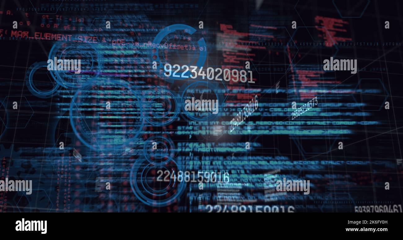 Illustration of multiple numbers, radars and programming language ...