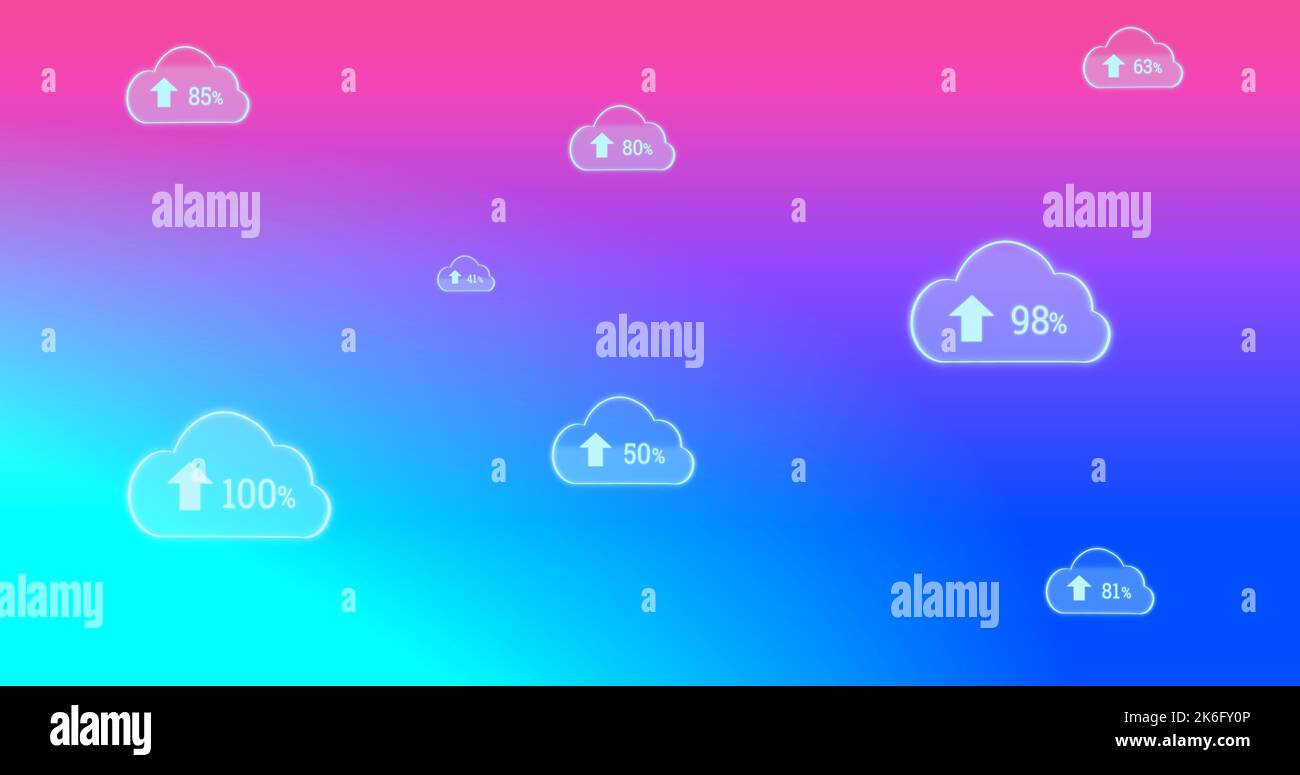 Illustration of multiple numbers with arrows and percentage signs in ...