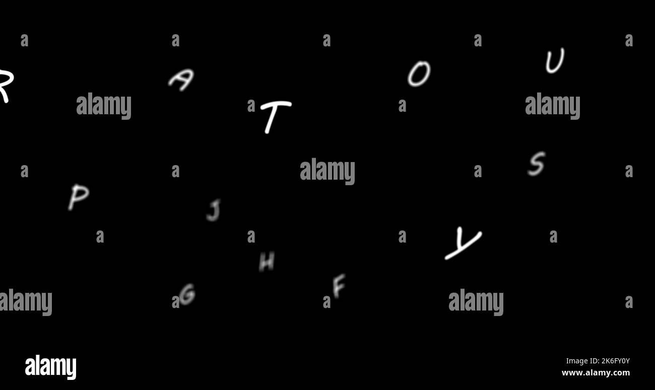 Illustration of multiple alphabets against black background, copy space Stock Photo - Alamy