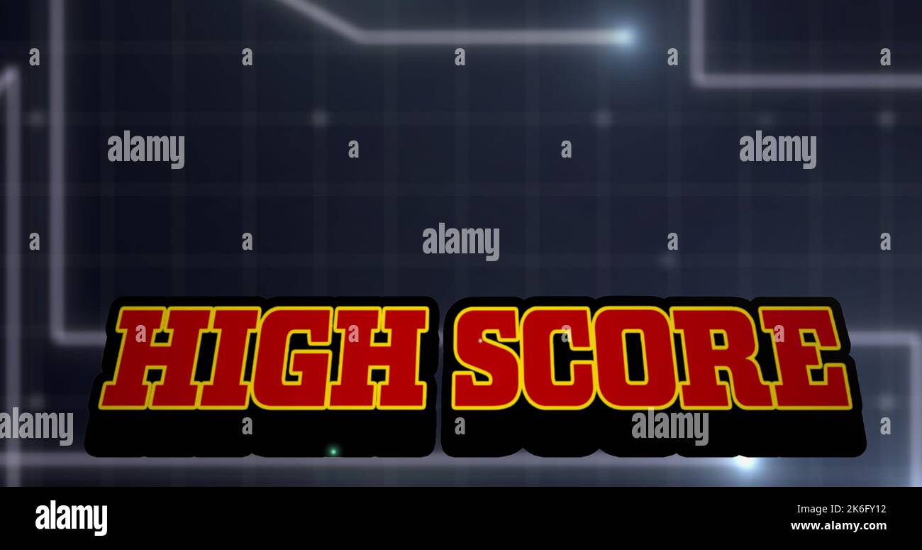 Illustration of high score text with blurred grid pattern and dots ...