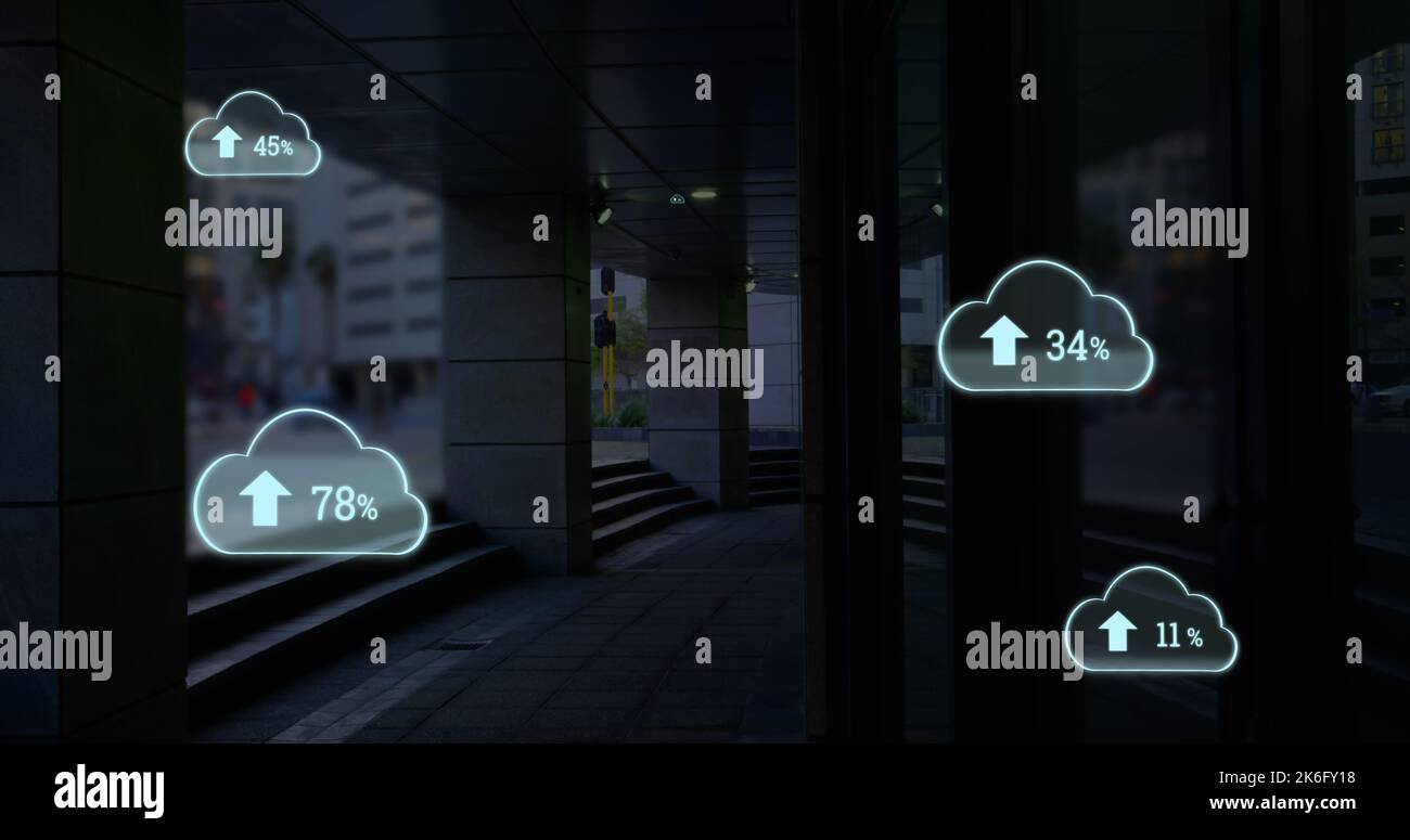 Composite of multiple number with arrow up and percentage signs in ...