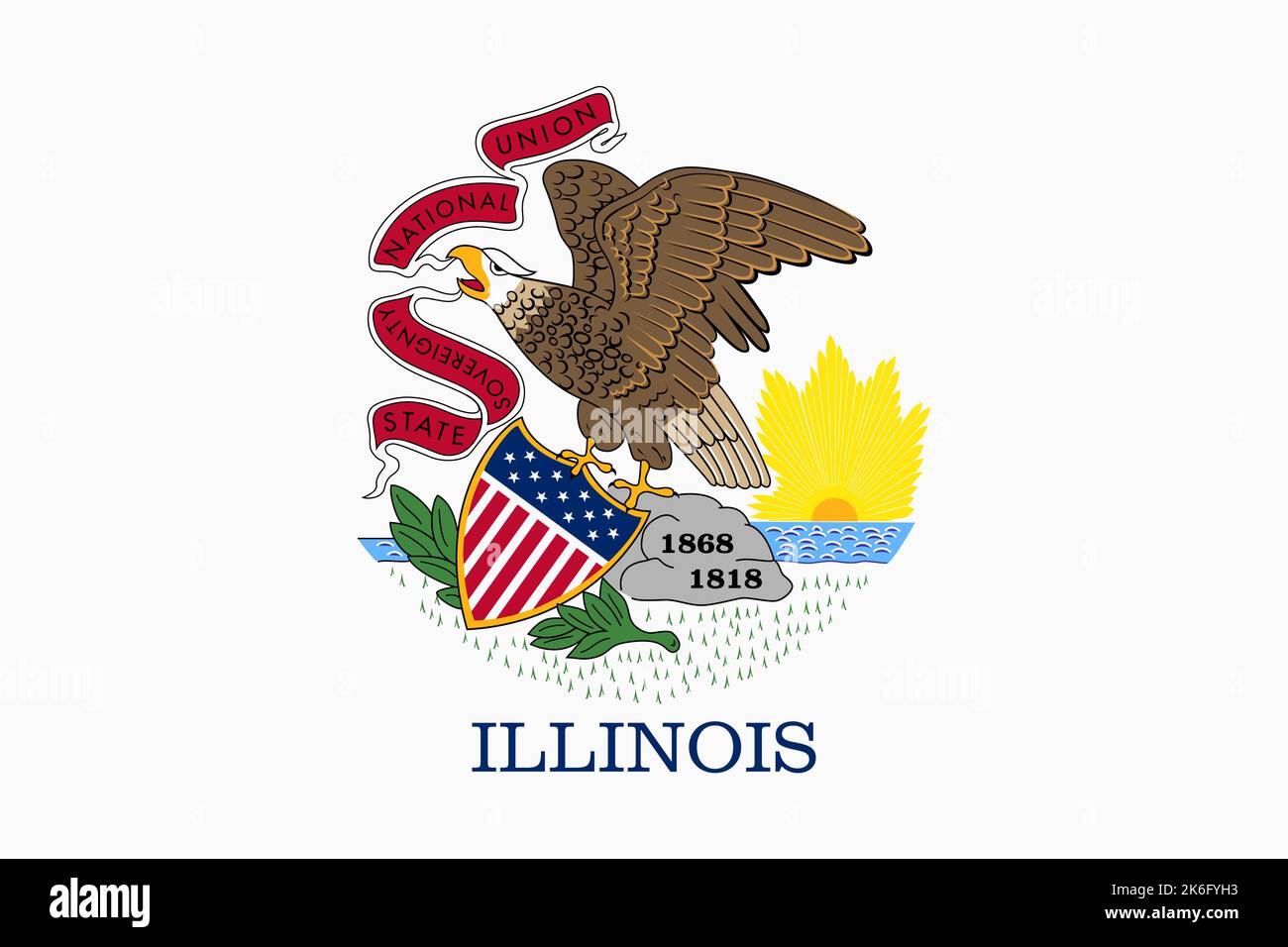 Flag of Illinois. Banner and patriotic symbol. Official colors. Flat ...
