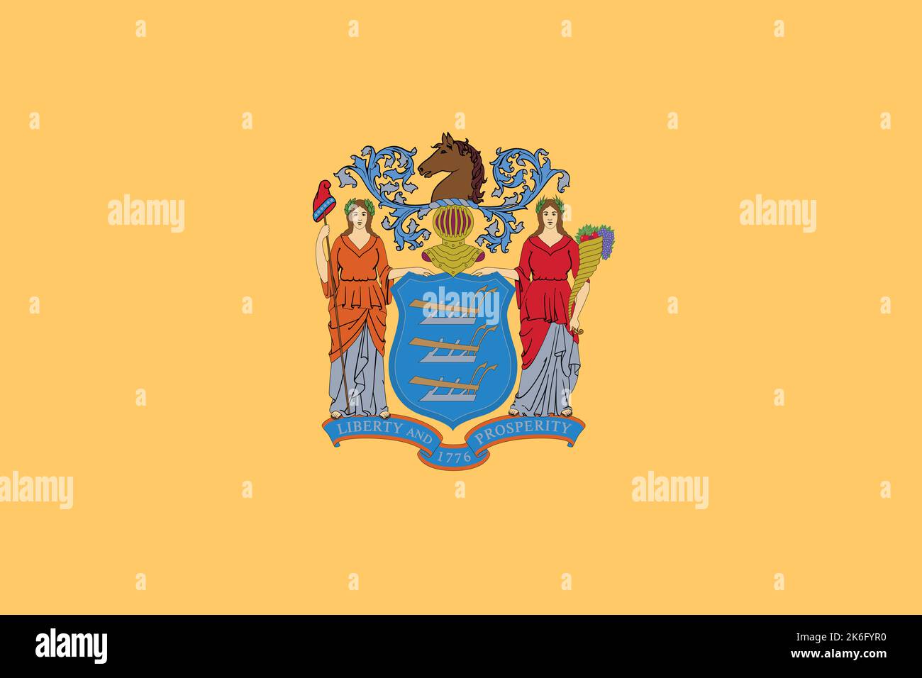 Flag of New Jersey. Banner and patriotic symbol. Official colors. Flat ...