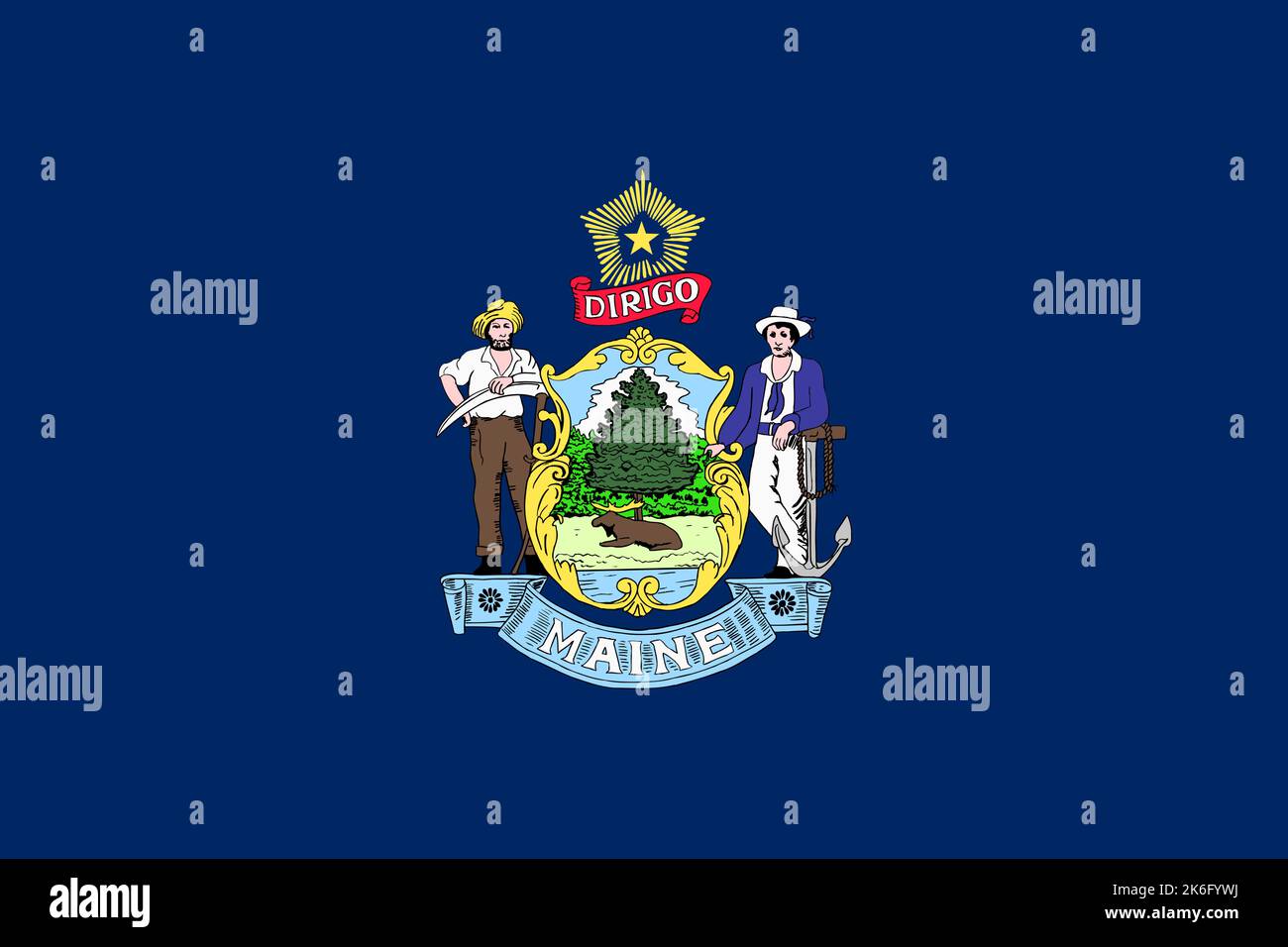 Flag of Maine. Banner and patriotic symbol. Official colors. Flat ...