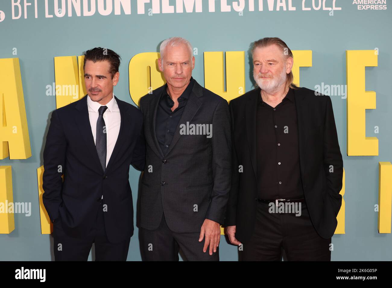Colin Farrell, Brendan Gleeson and Martin McDonagh attend the film ...