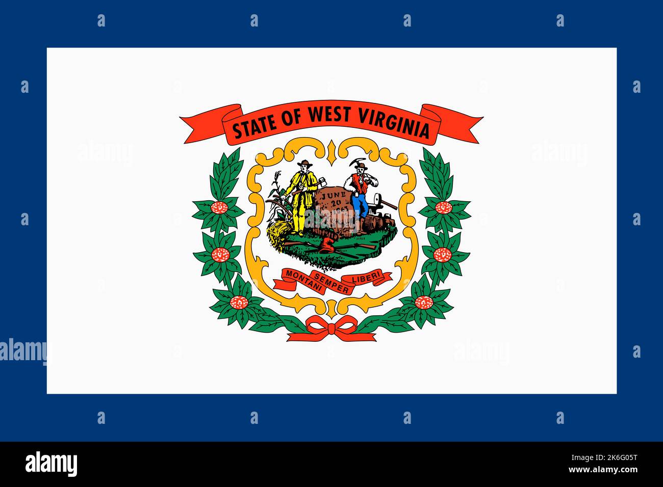 Flag of West Virginia. Banner and patriotic symbol. Official colors ...
