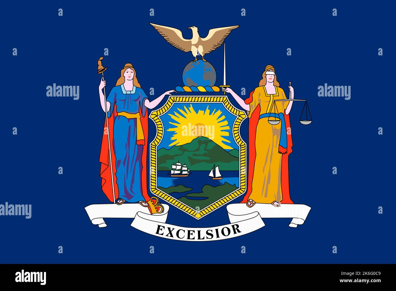 Flag of New York. Banner and patriotic symbol. Official colors. Flat ...