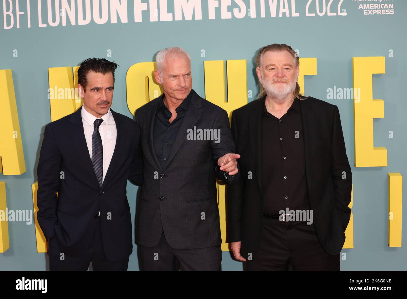 Colin Farrell, Brendan Gleeson and Martin McDonagh attend the film ...