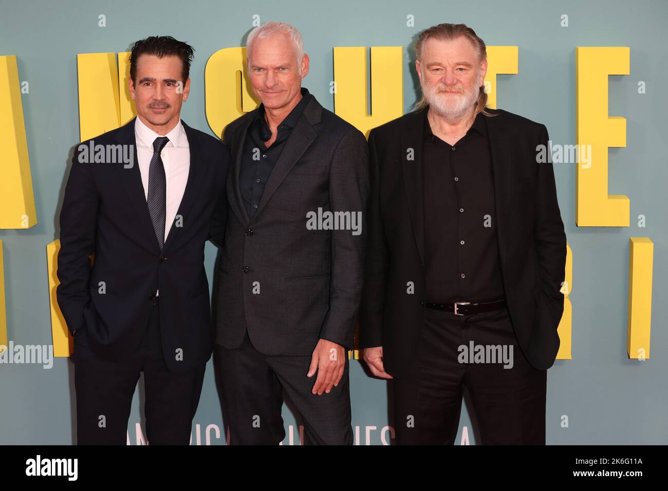 Colin Farrell, Brendan Gleeson and Martin McDonagh attend the film ...