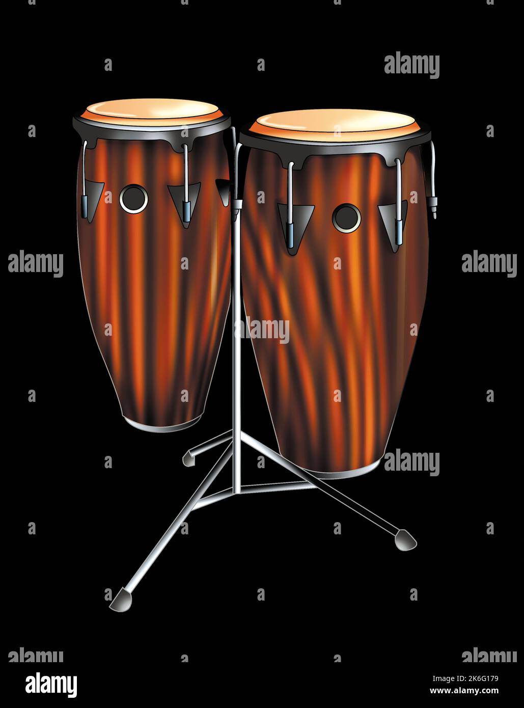 Illustration of percussions, congas on a black background Stock Photo ...