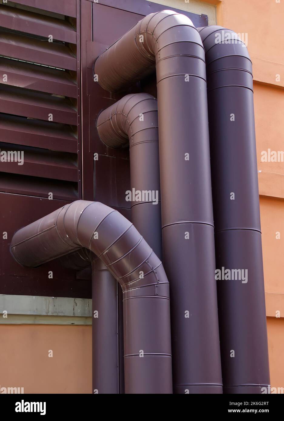 External metallic industrial exhaust pipes, part of structure of supply ...