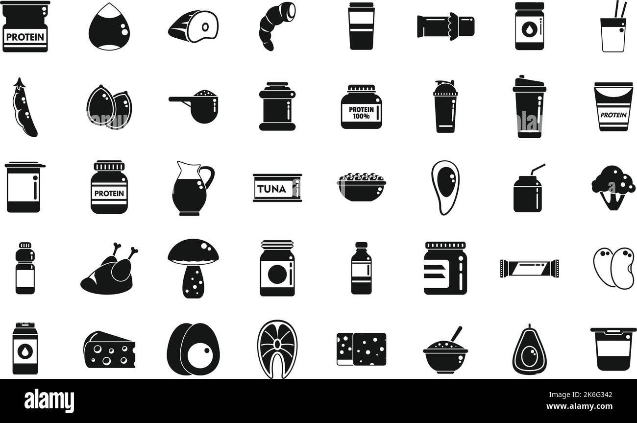 Protein nutrient icons set simple vector. Fat fiber. Nutrition dietary ...