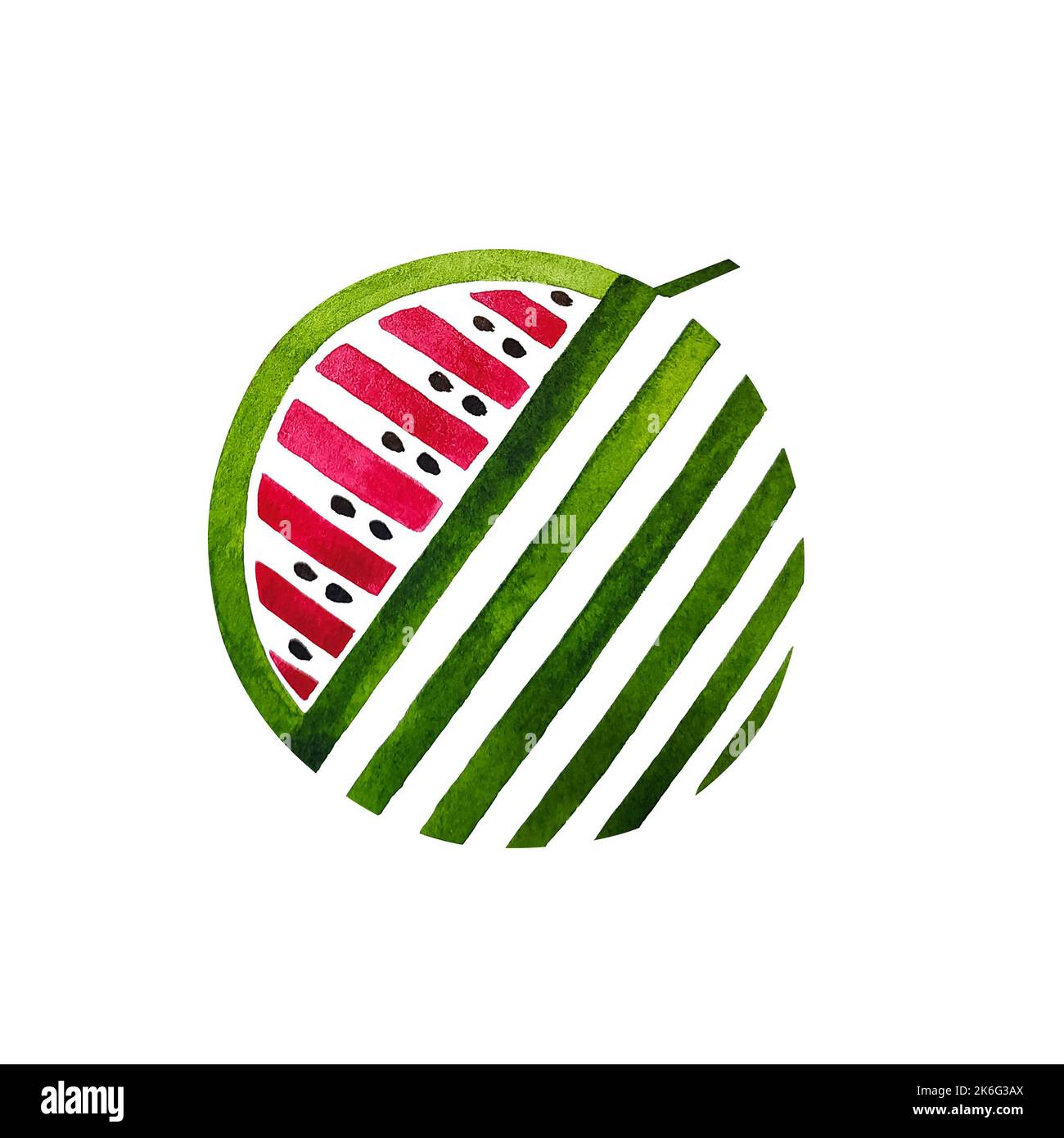 Stylized watermelon. watercolor illustration. delicious watermelon ...