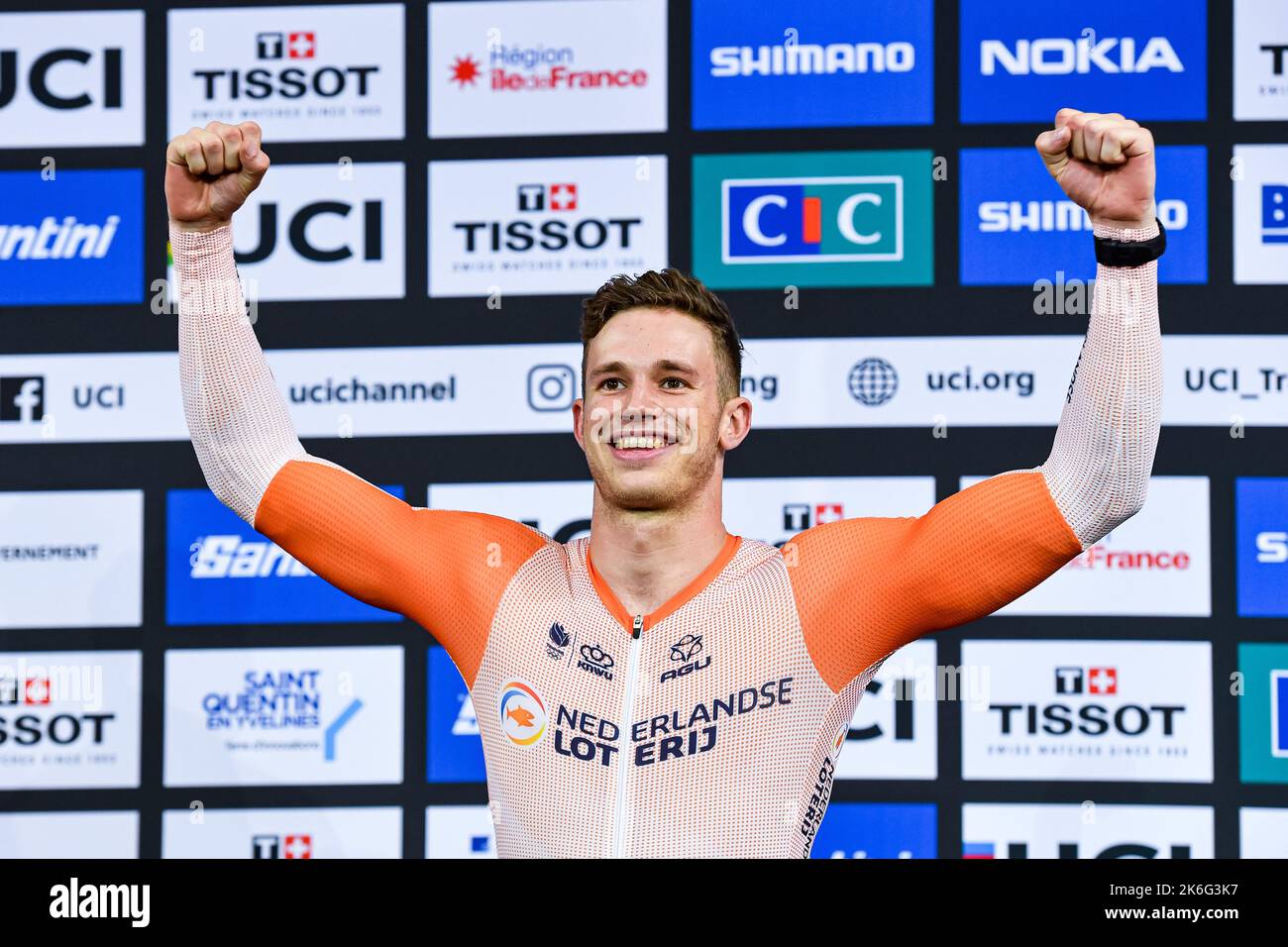 SAINT-QUENTIN-EN-YVELINES, FRANCE - OCTOBER 13: Harrie Lavreysen of ...