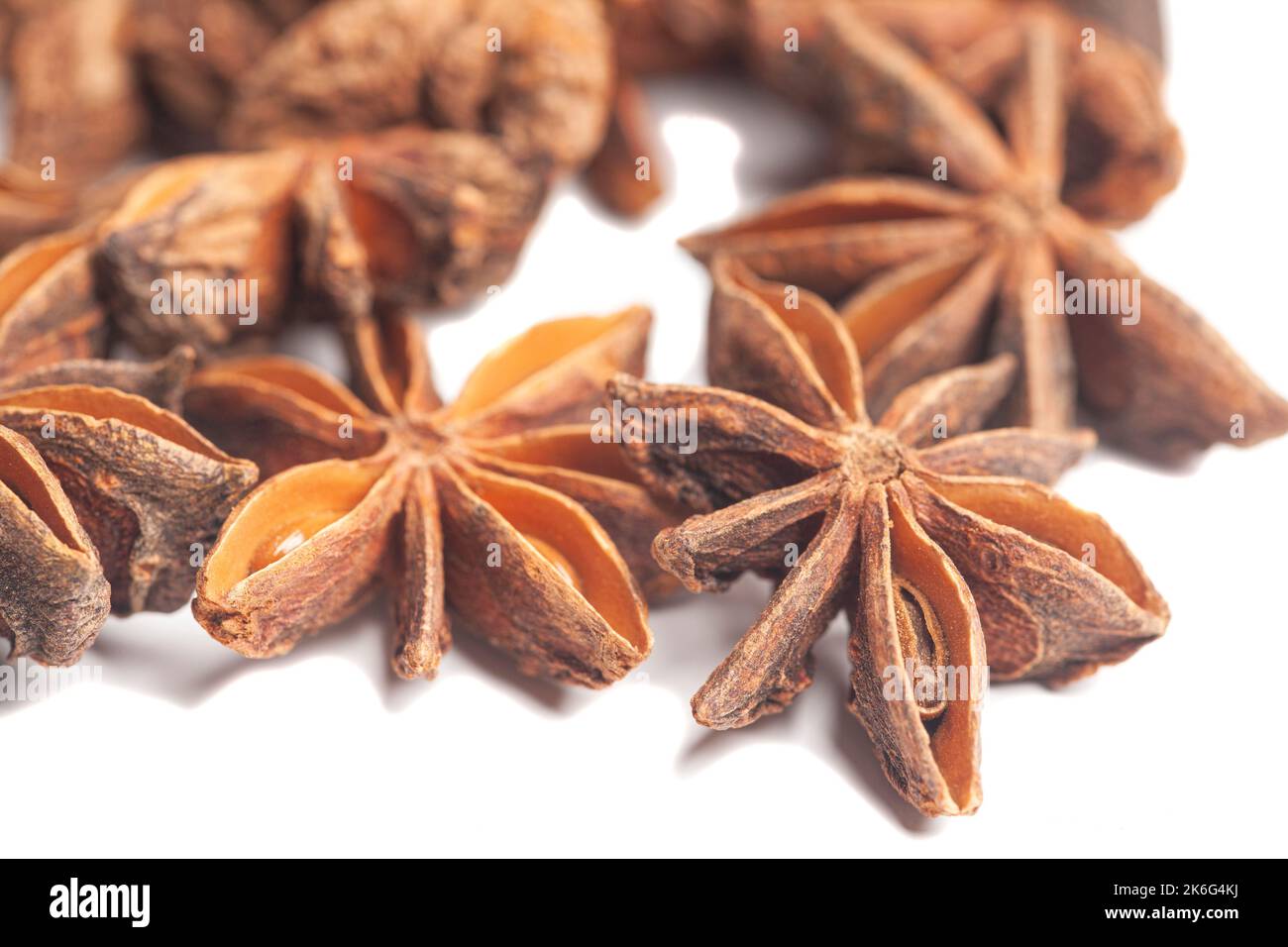 A group of star anises isolated on white background. Dried star anise ...