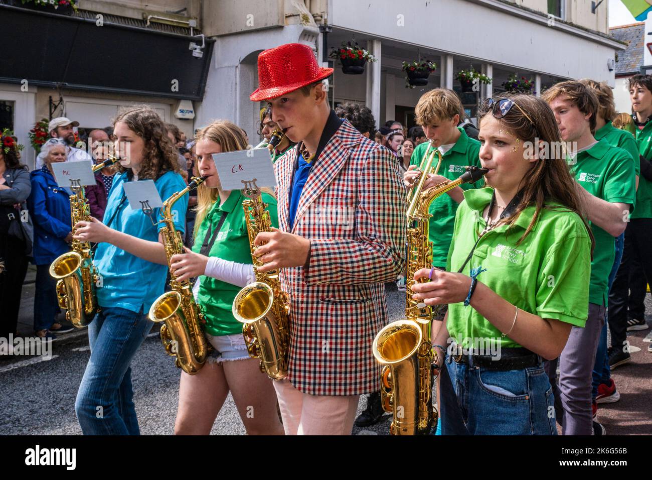 Pupils students from Humphry Davy School playing saxophones during a ...