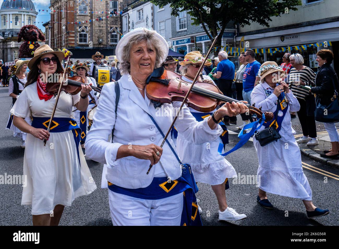 The Golowan Band performing and parading through Penzance town centre ...