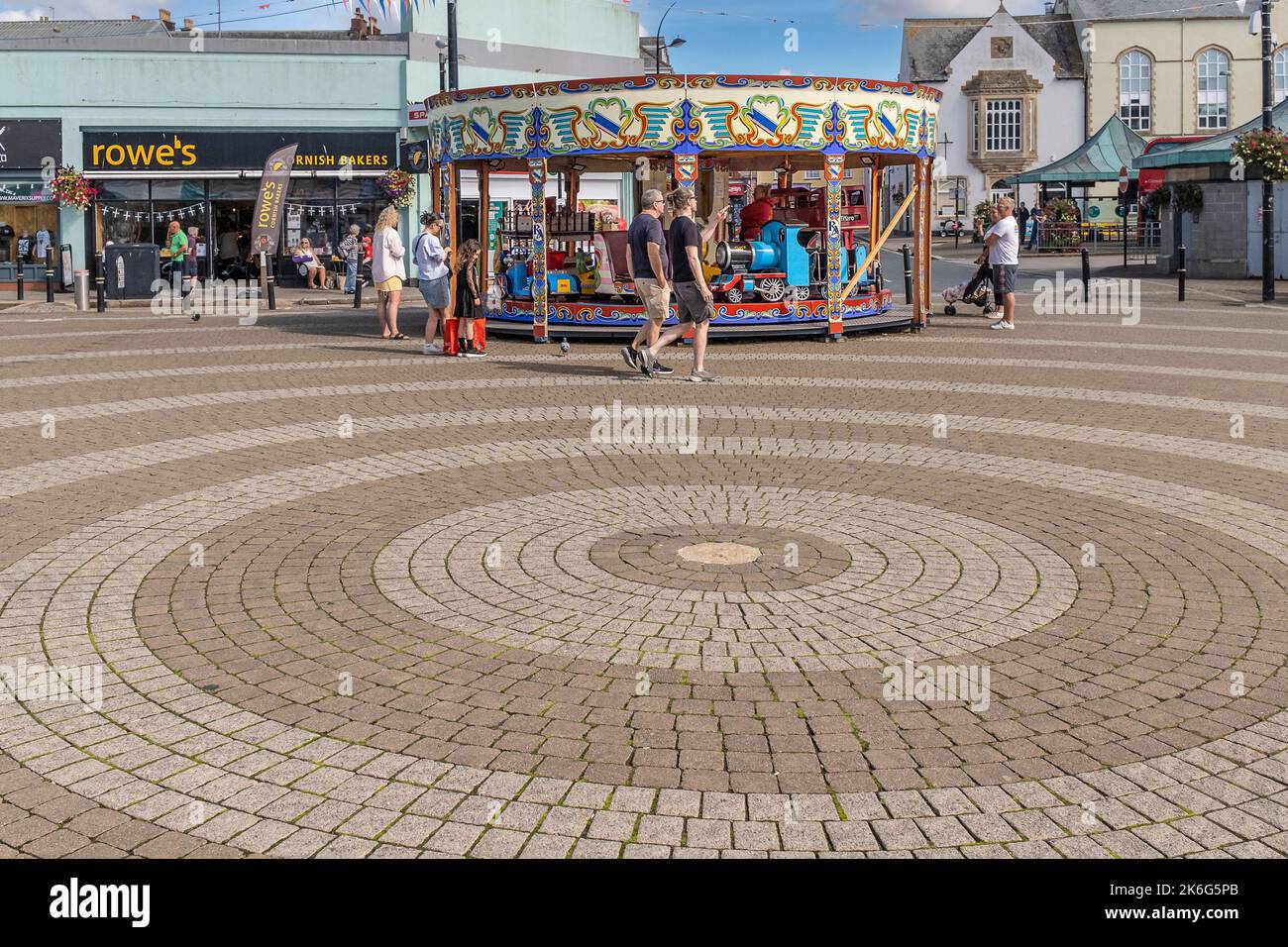 A childrens small carousel ride on Lemon Quay in Truro City centre in ...