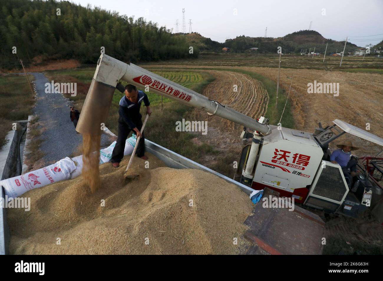 CHENZHOU, CHINA - OCTOBER 13, 2022 - Villagers load a truck with ...